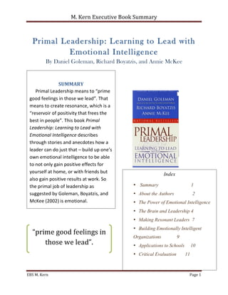 Primal leadership summay | PDF