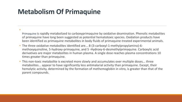 Primaquine Presentation.pptx | Pharmaceutical Drugs | Medical Health