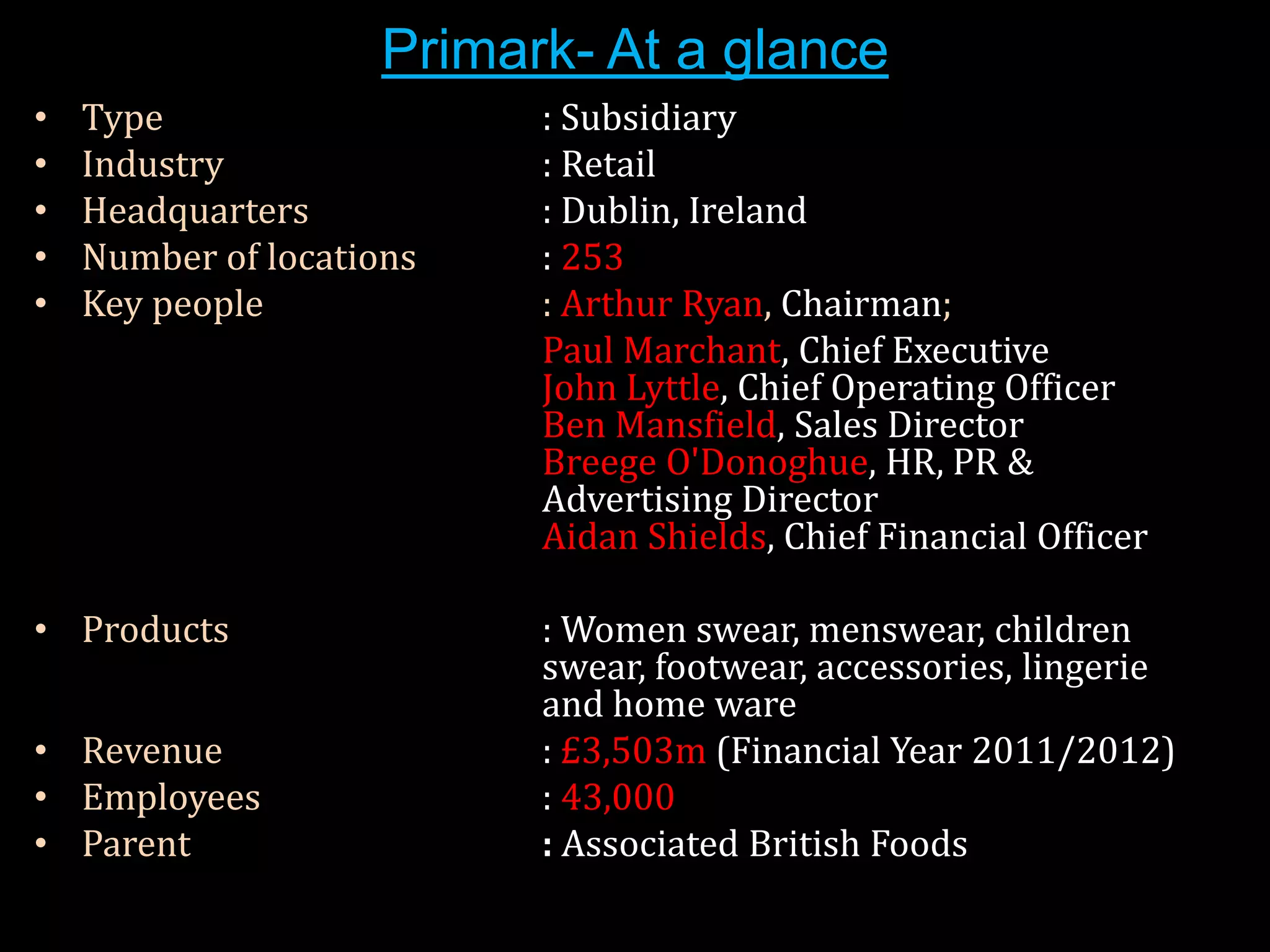Primark:overview | PPTX