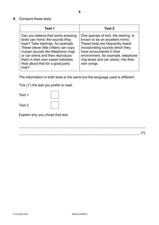 Primary checkpoint-english-0844-april-2016-paper-1 | PDF