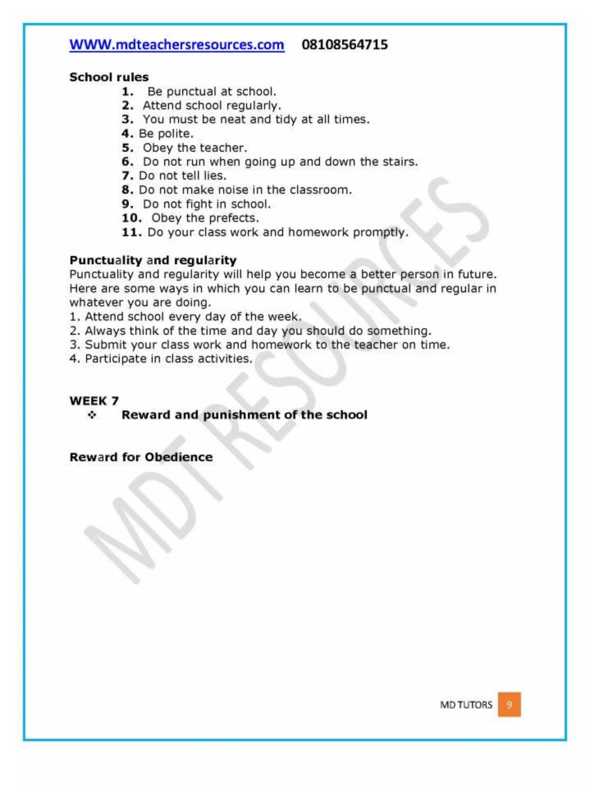 Civic Education lesson Note for Primary 1 | PPTX
