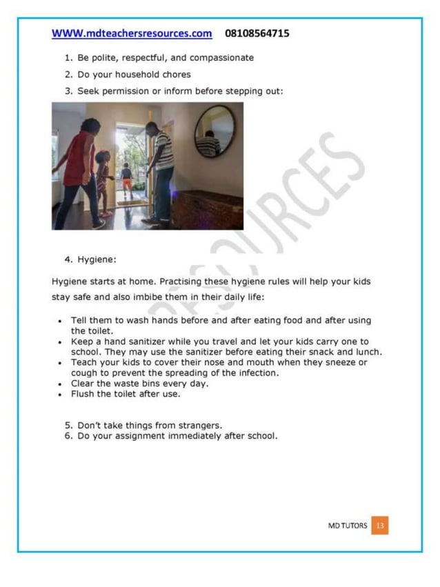 Civic Education lesson Note for Primary 1 | PPTX