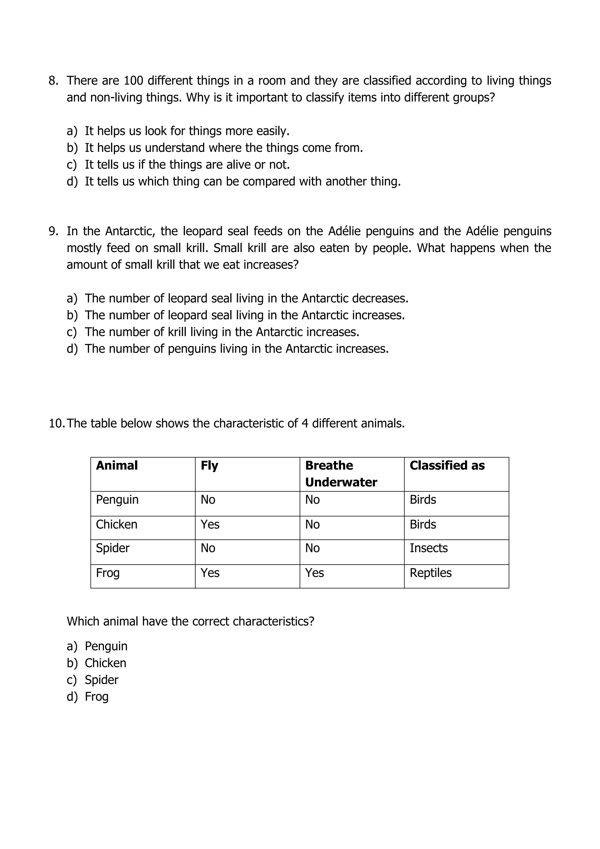 Vanda International Science Competition Primary Grade 3 | PDF