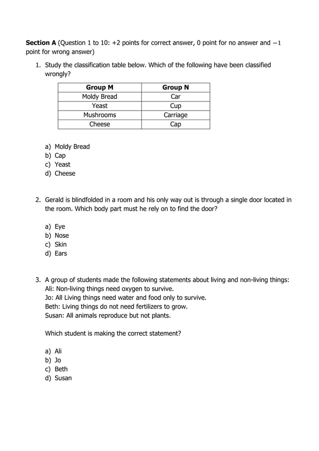 Vanda International Science Competitions Primary Grade 4 | PDF ...