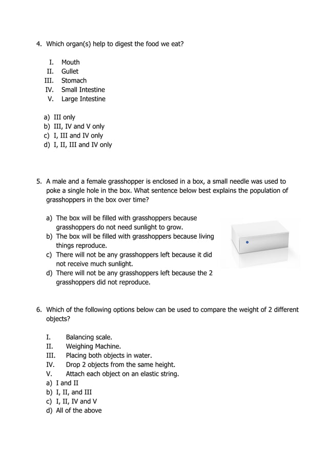 Vanda International Science Competitions Primary Grade 4 | PDF ...