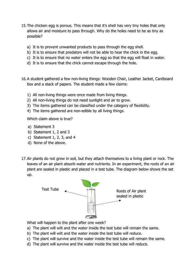 Vanda International Science Competitions Primary Grade 4 | PDF ...