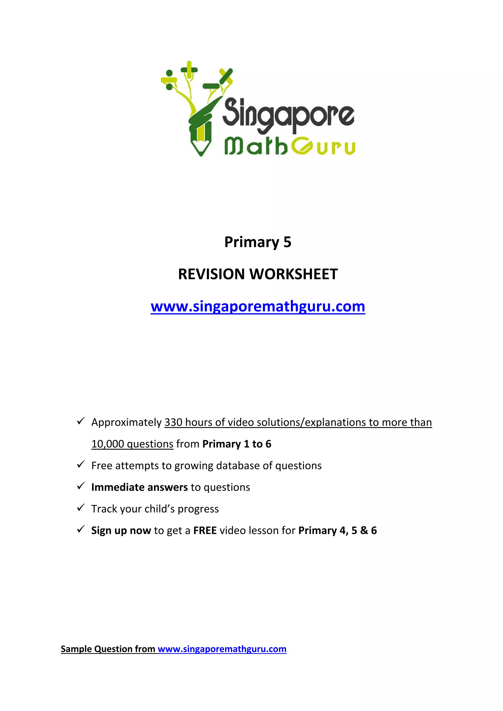 Primary 5 Math Revision, Questions & Tuition | PDF