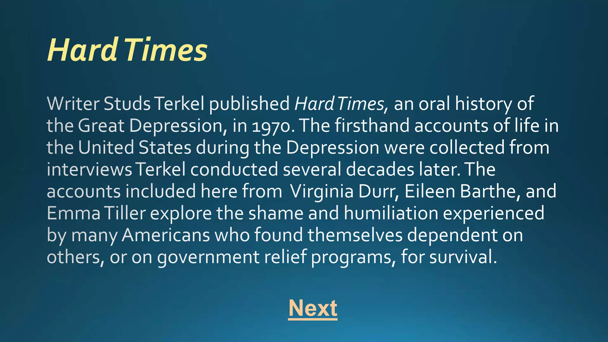 Primary accounts of the great depression | PPTX