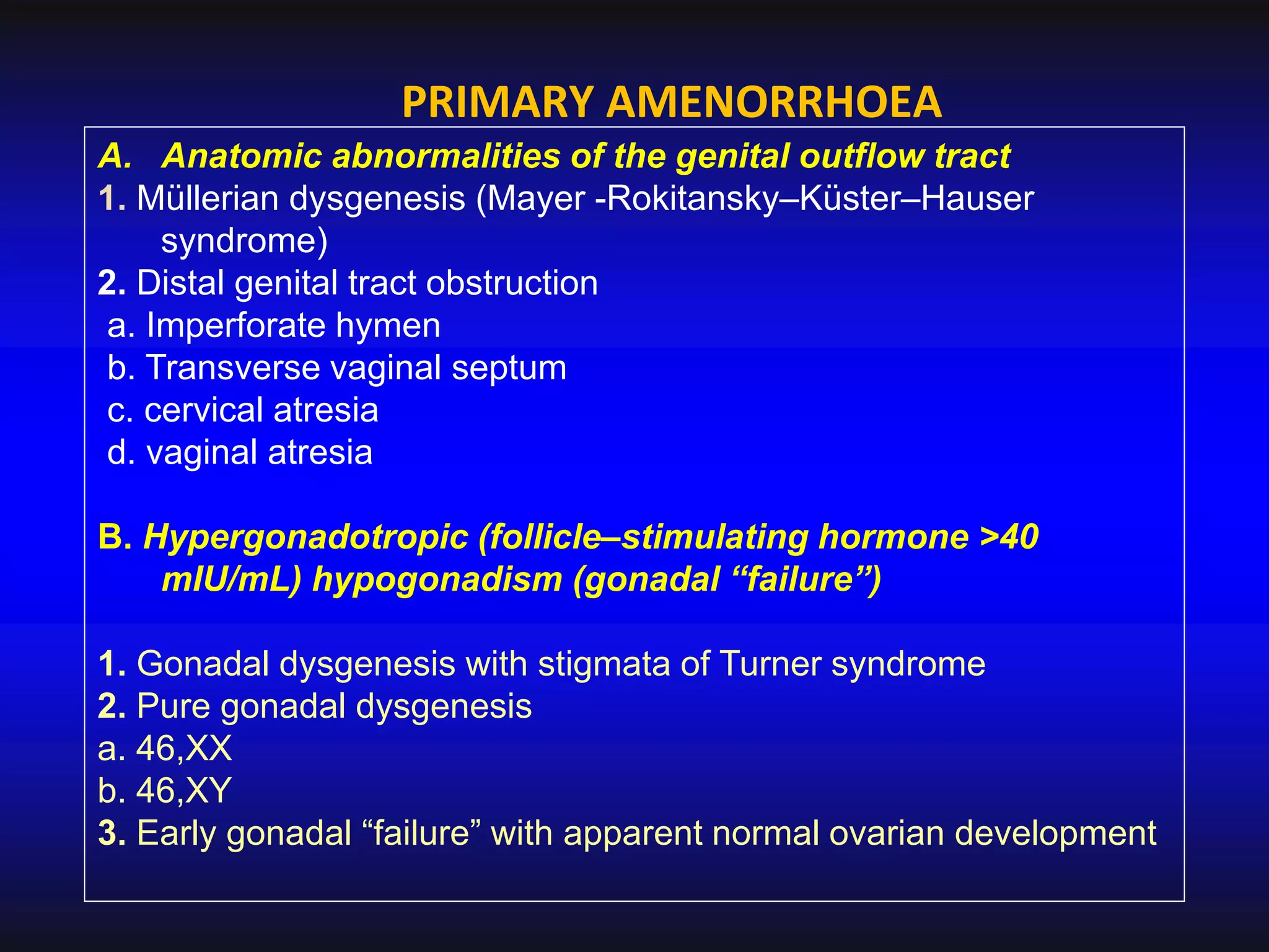 PRIMARY AMENNORHOEA | PPT
