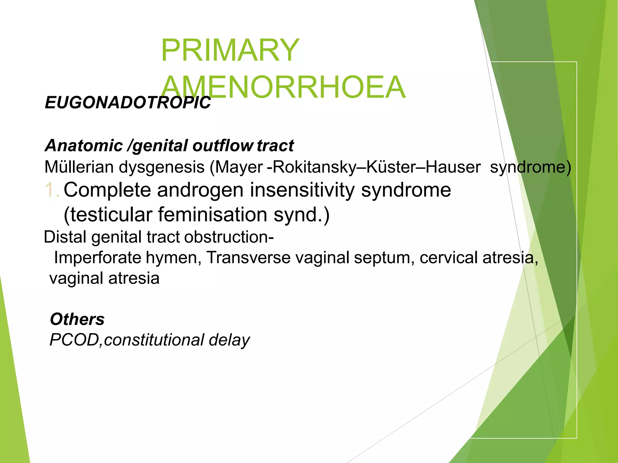 Primary amenorrhea and management | PPTX