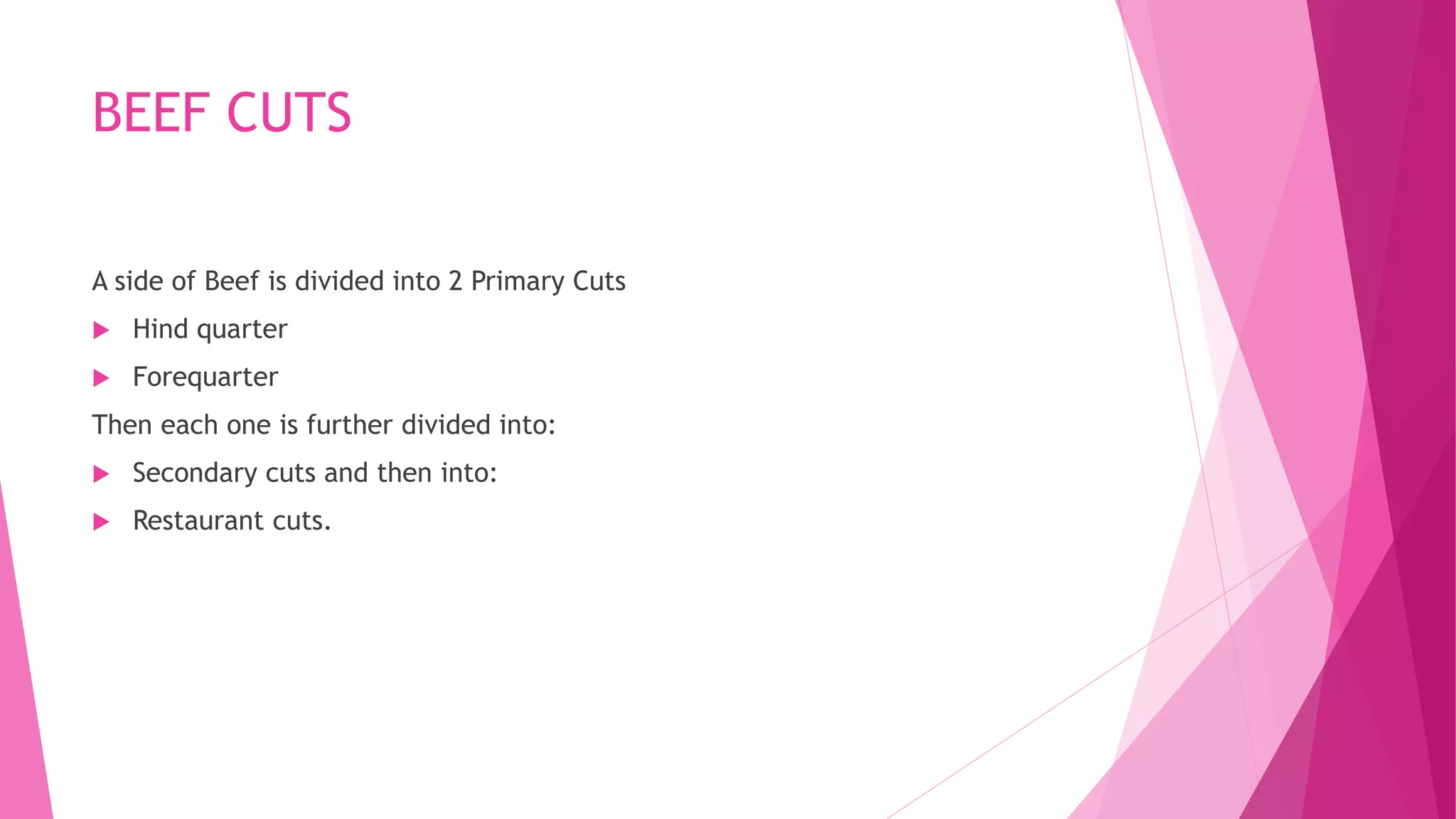 Primary and secondary cuts of meat | PPTX