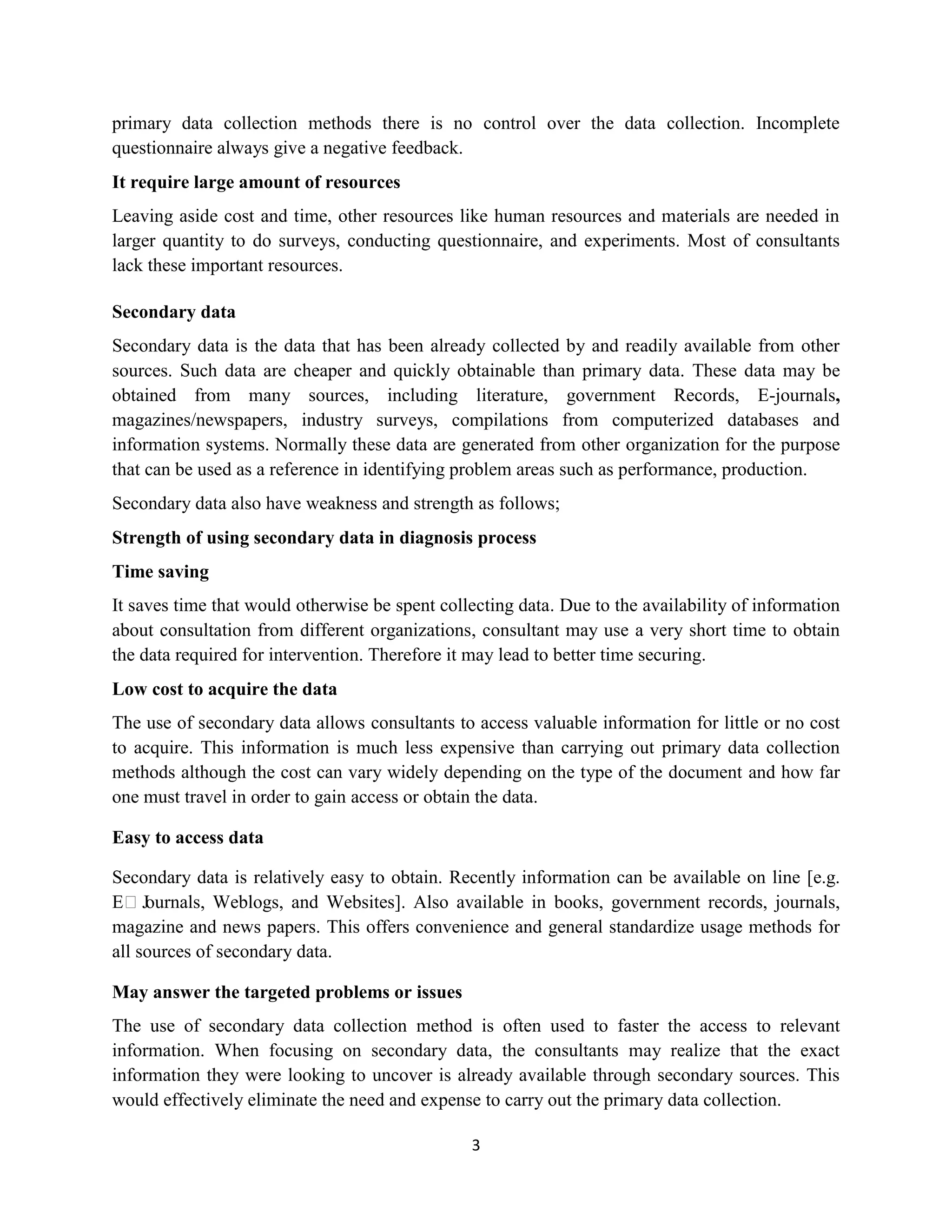 Weakness and strength of Primary and secondary data | DOCX