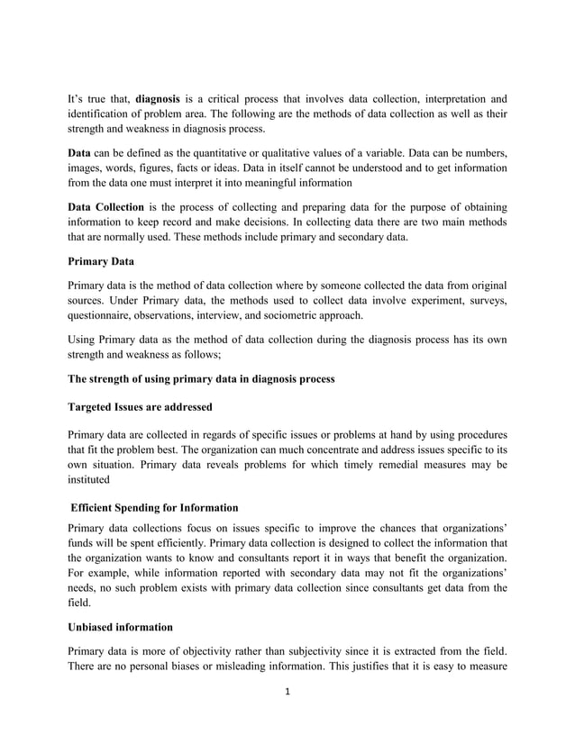 Weakness and strength of Primary and secondary data | PDF