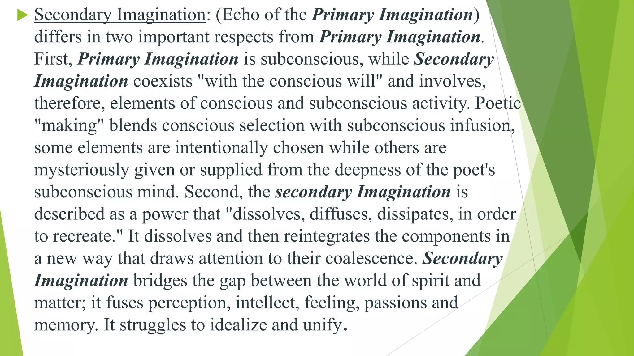Primary and secondary imagination | PPTX