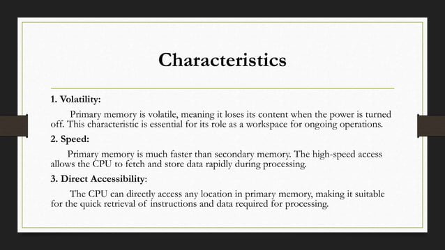 Primary and Secondary Memory.pptx | Data Storage and Warehousing | Computing