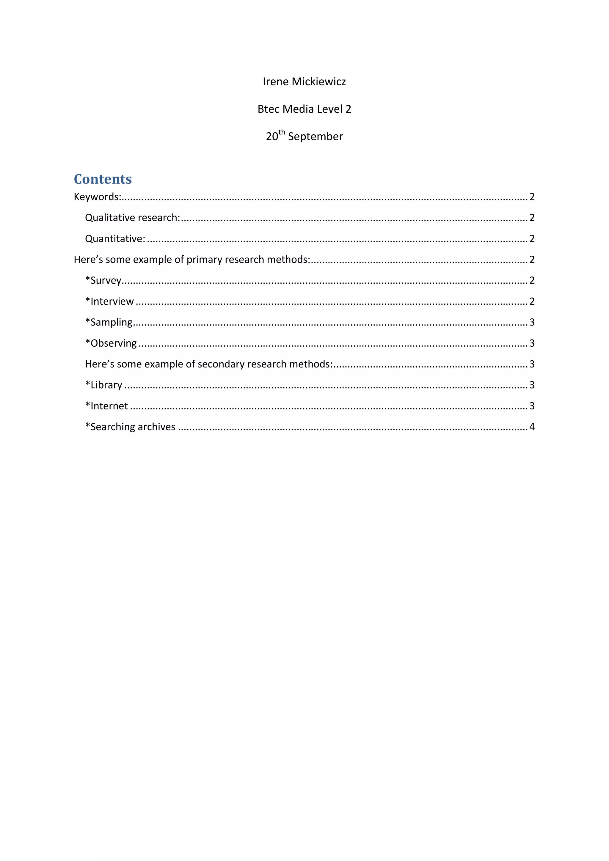 Primary and secondary report irene | DOCX