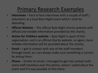 Primary and secondary research | PPT