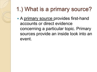 Primary and secondary resources | PPTX