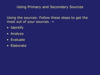 Primary and secondary sources | PPT