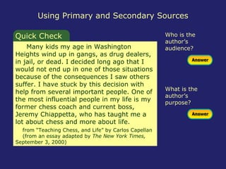 Primary and secondary sources | PPT