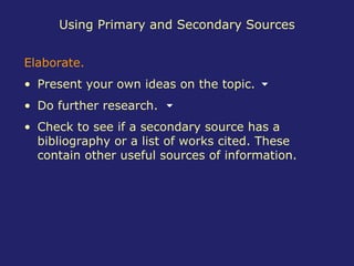 Primary and secondary sources | PPT