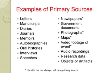 Primary and Secondary Sources | PPTX