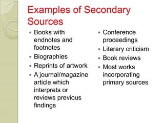 Primary and Secondary Sources | PPTX