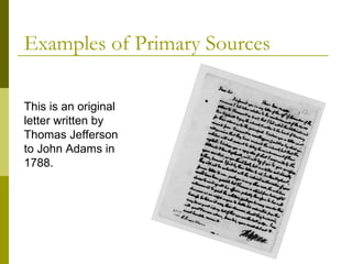 Primary and Secondary Sources | PPT