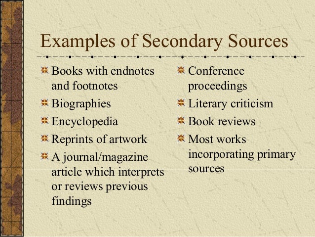 Primary and secondary Sources