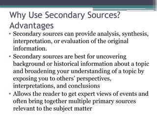 Primary and Secondary Sources of Informatioon | PPTX
