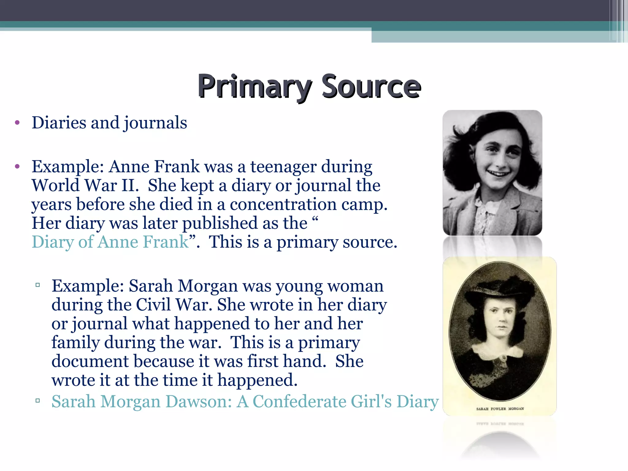 Primary and Secondary Sources | ODP