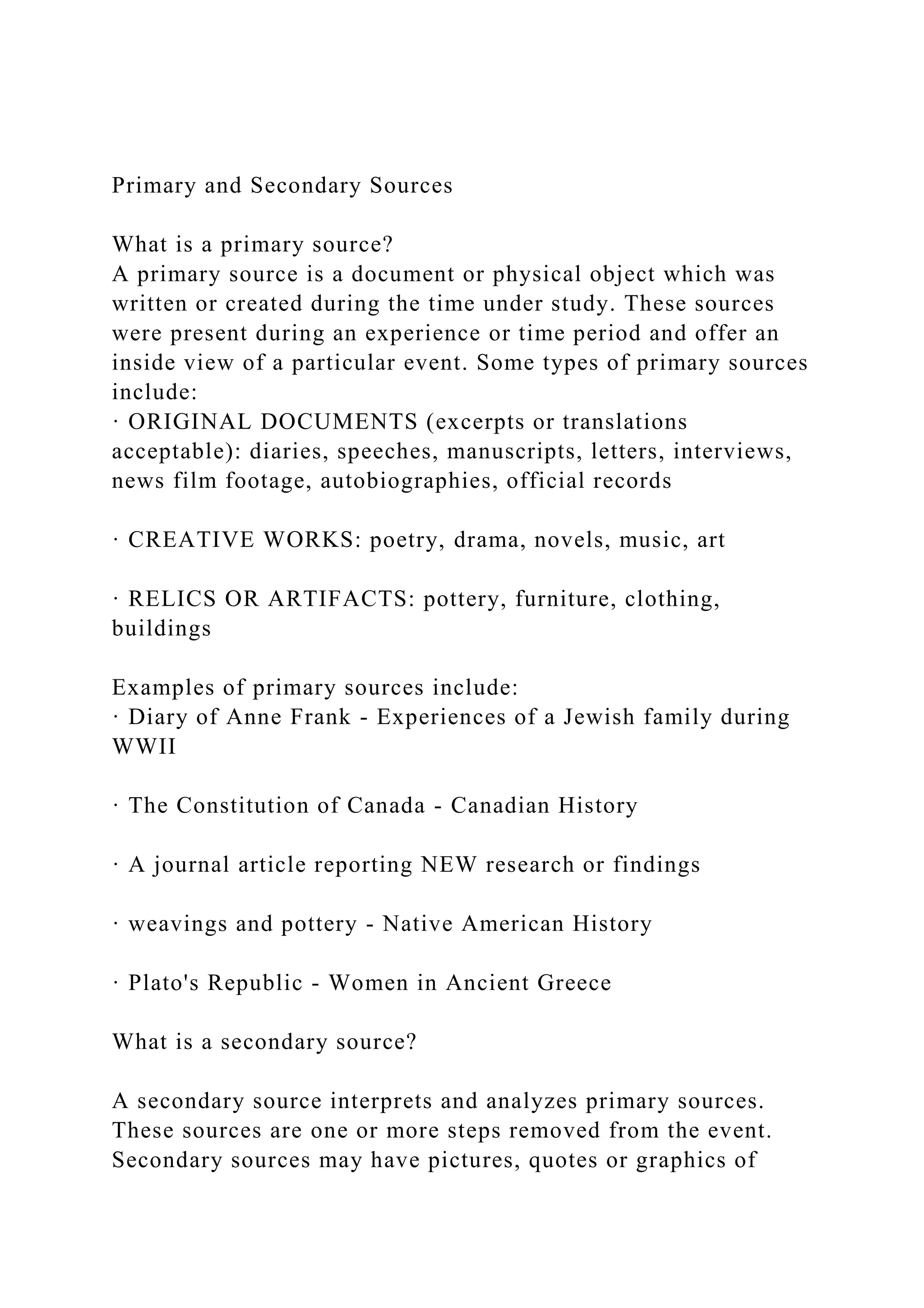 Primary and Secondary SourcesWhat is a primary source A pri.docx