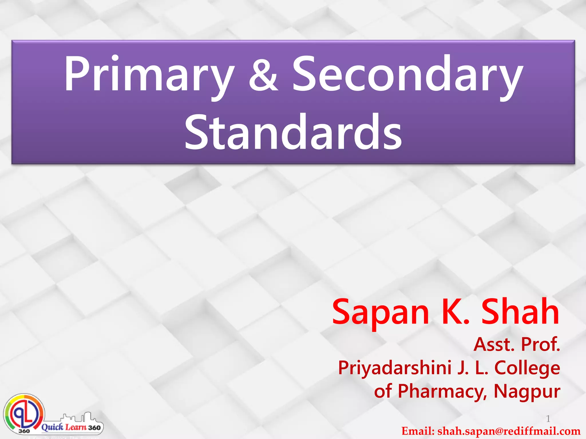 Primary and secondary standard | PDF