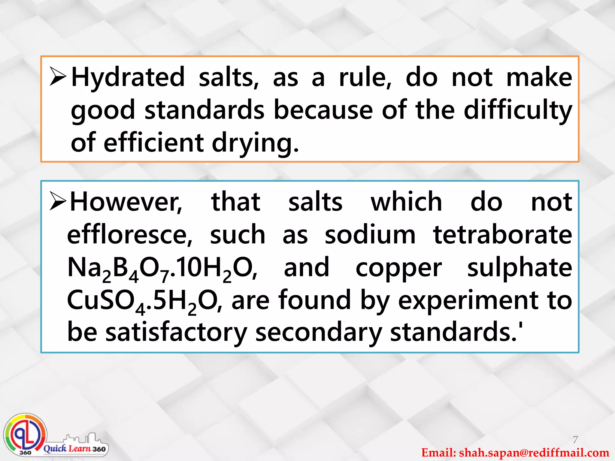 Primary and secondary standard | PDF