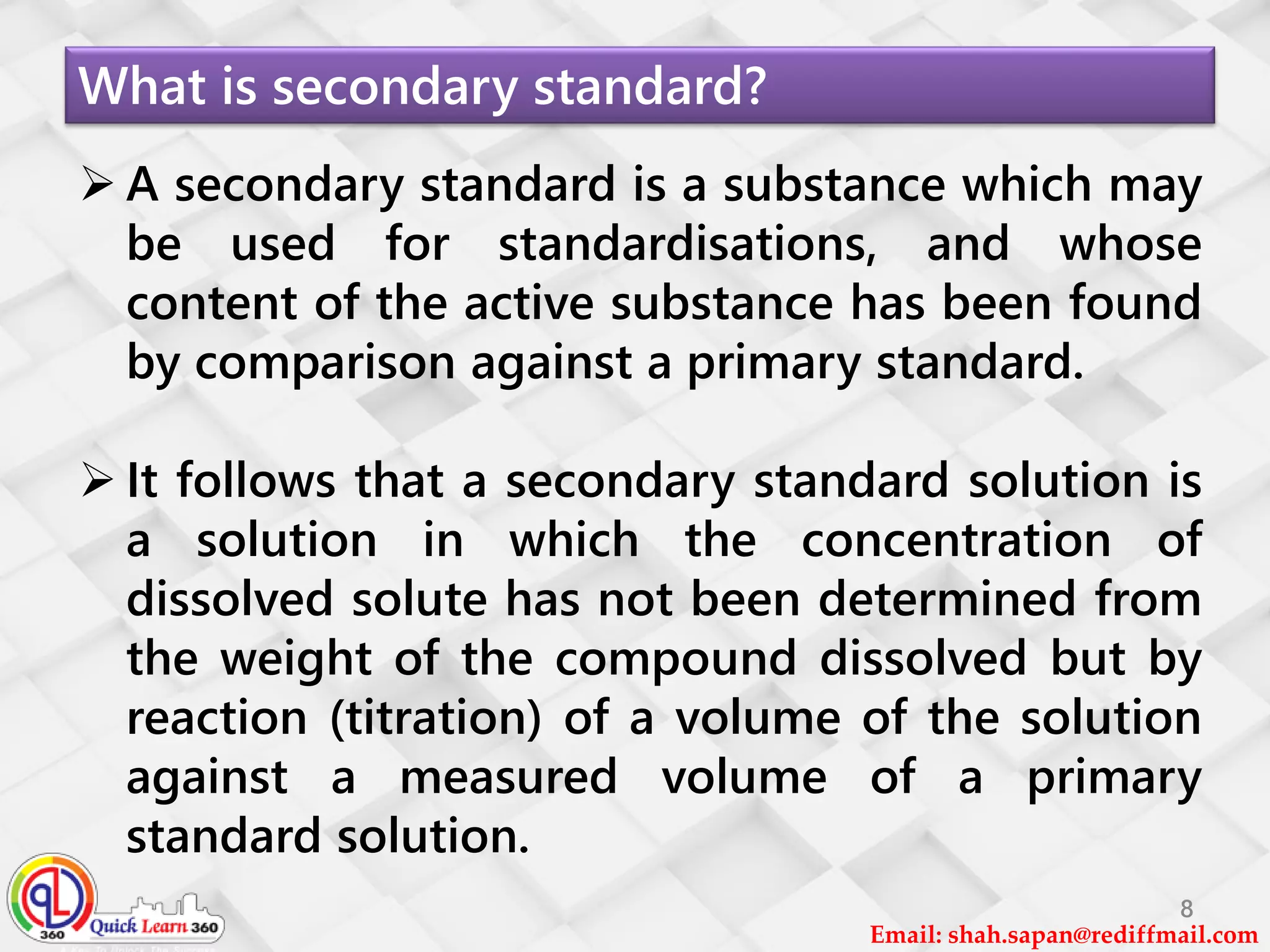 Primary and secondary standard | PDF