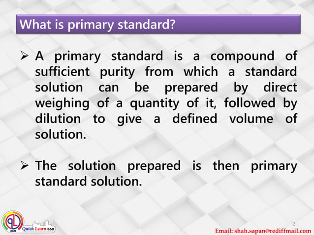 Primary and secondary standard | PDF