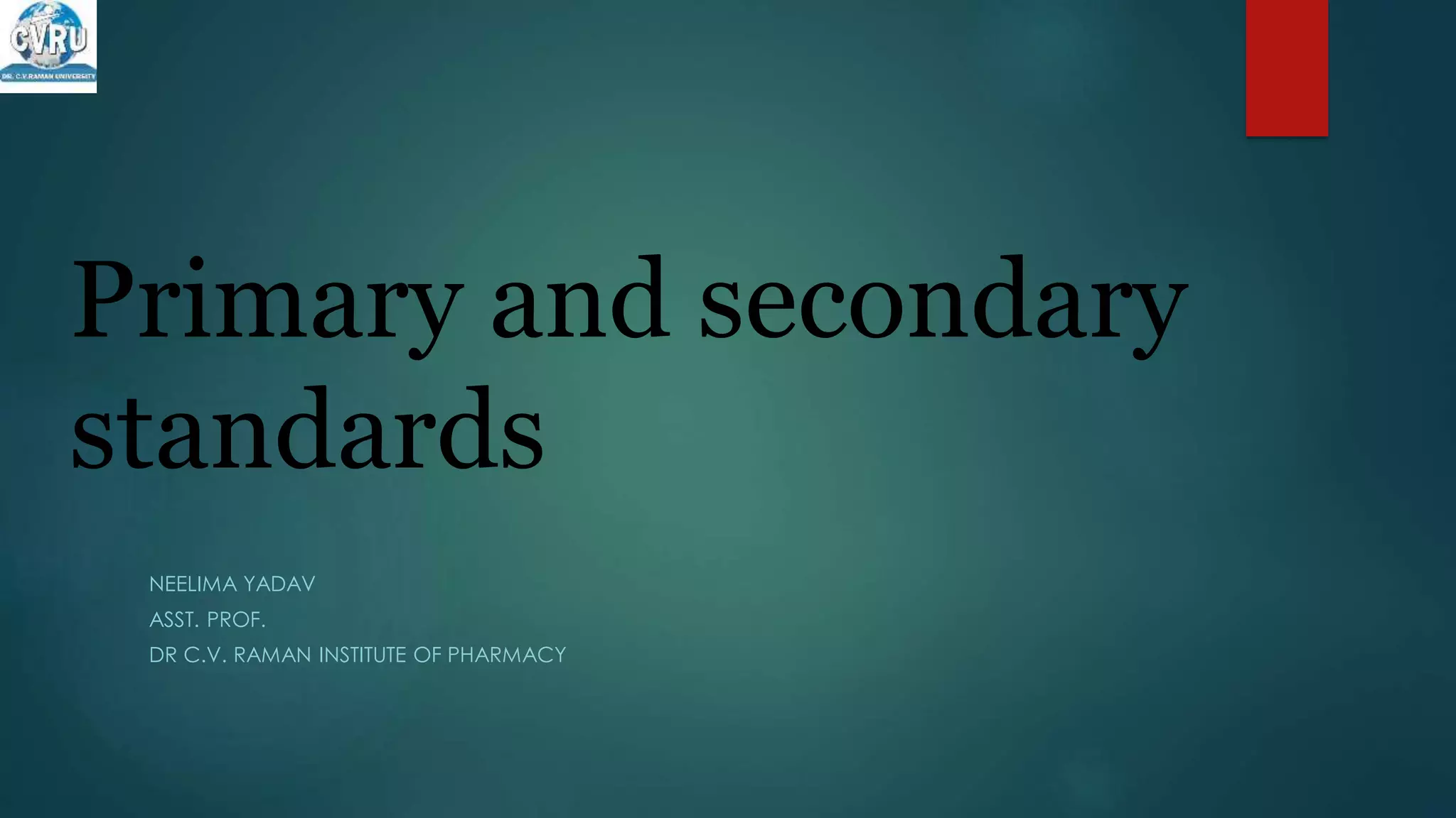 Primary and secondary standards | PDF
