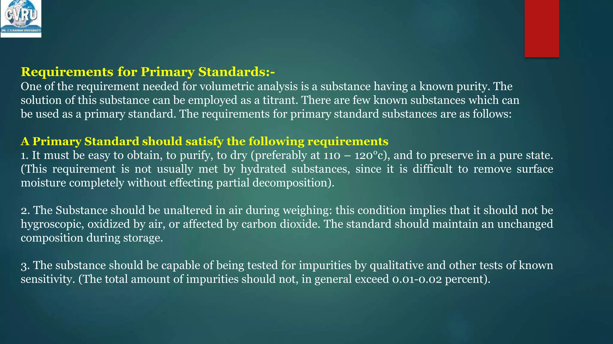 Primary and secondary standards | PDF