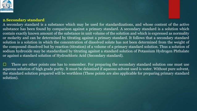 Primary and secondary standards | PDF