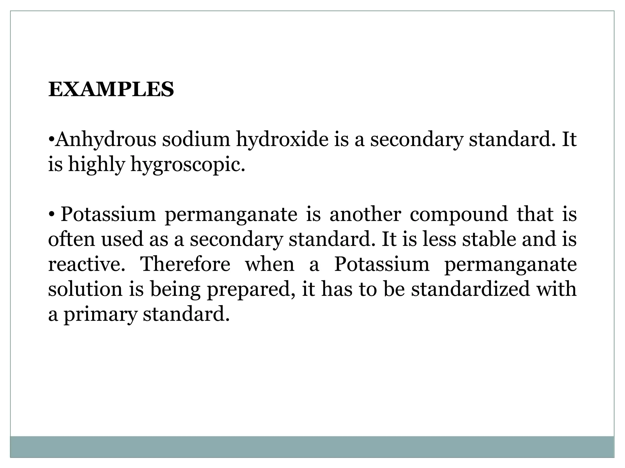 Primary and secondary standards | PPTX