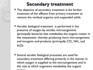 Primary and secondary wastewater treatment.. | PPT