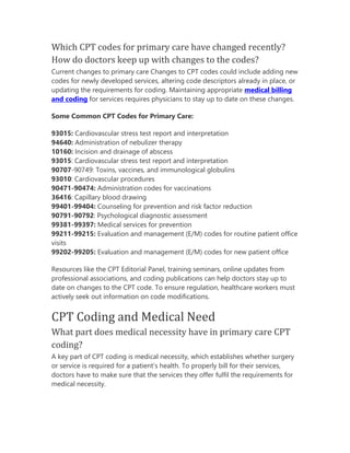 Primary Care CPT Codes: A Comprehensive Guide | DOCX