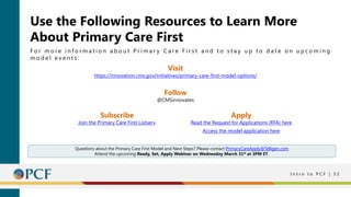 Webinar: Primary Care First Model Options - Introduction | PDF