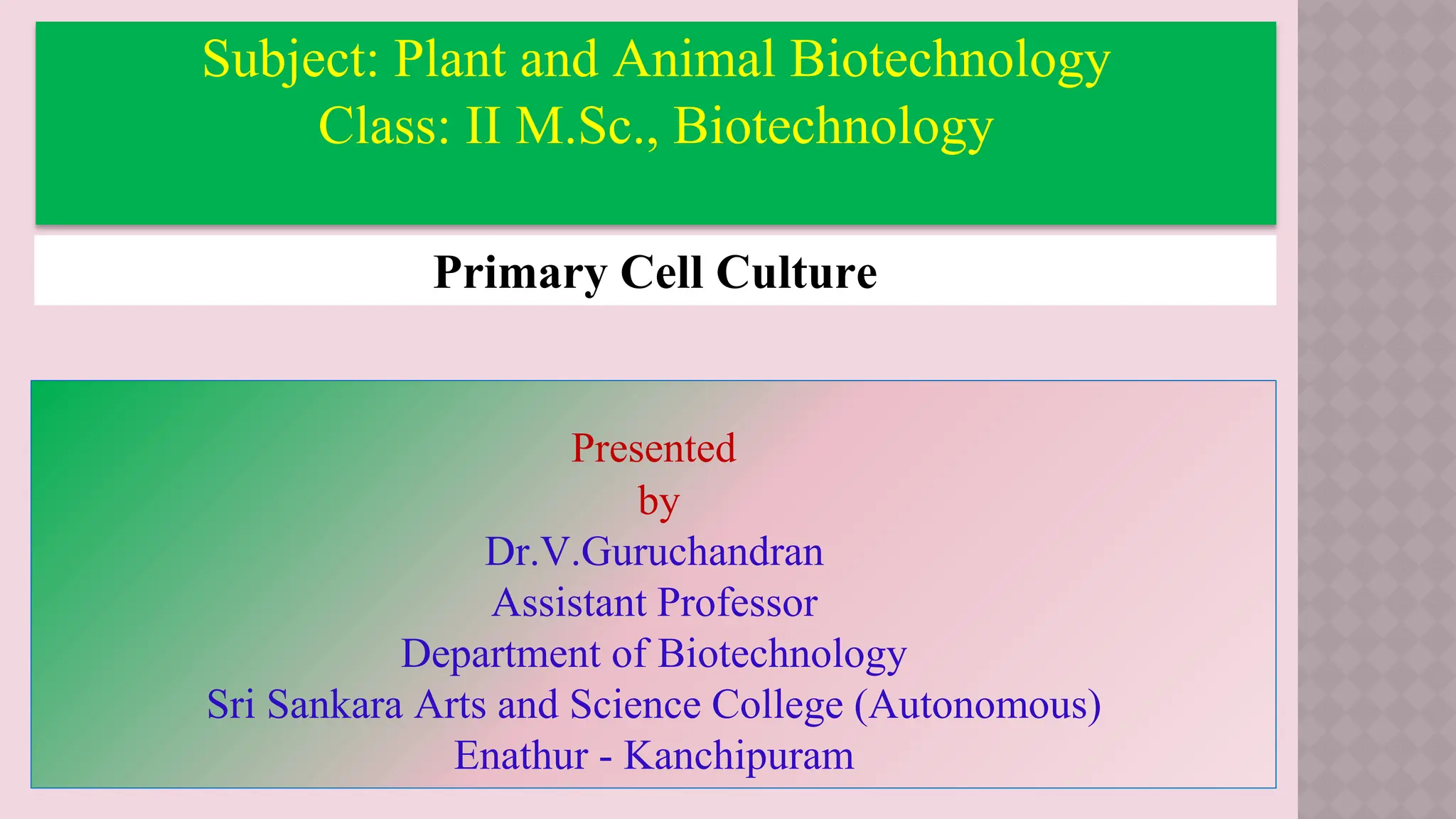 Establishment of Primary animal cell culture | PPT