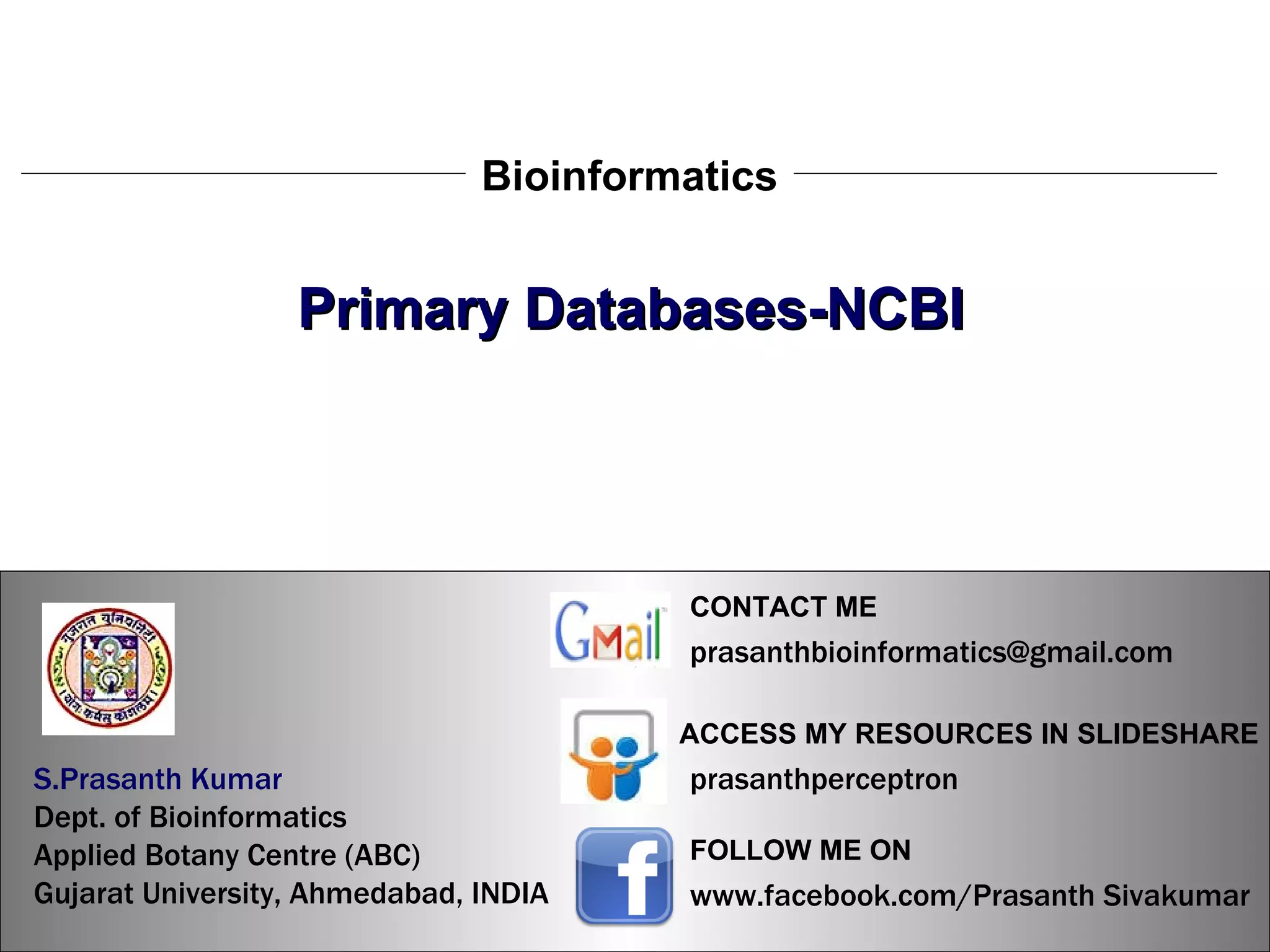 Primary databases ncbi | PPT