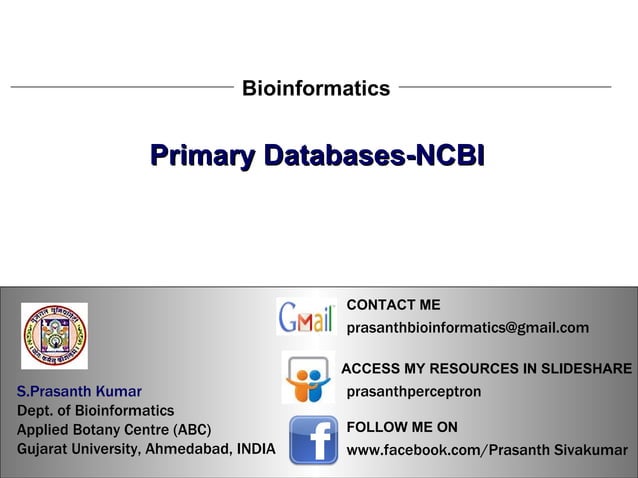 Primary databases ncbi | PPT