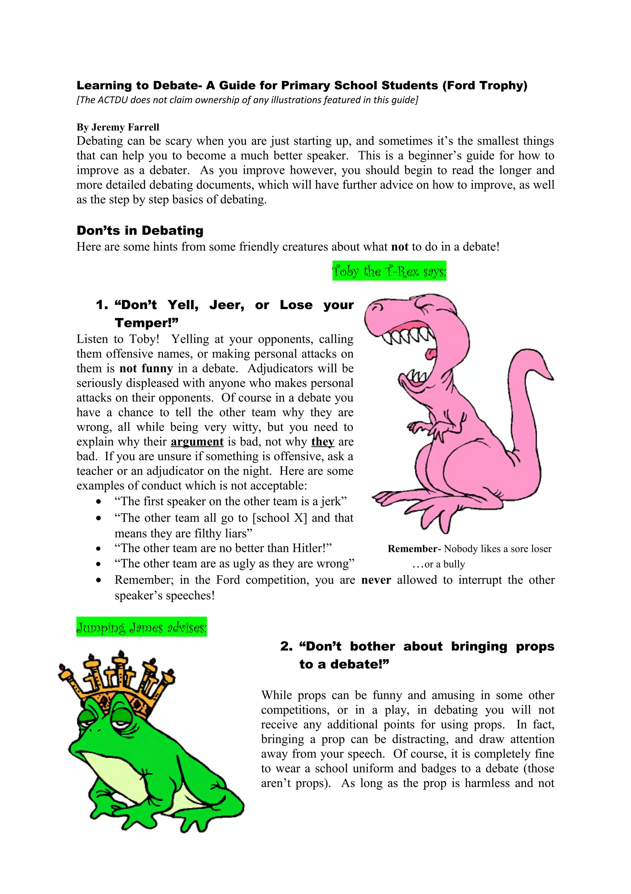 Primary debating guide | DOC