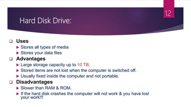 Primary and secondary Storage devices | PPTX | Data Storage and Warehousing | Computing