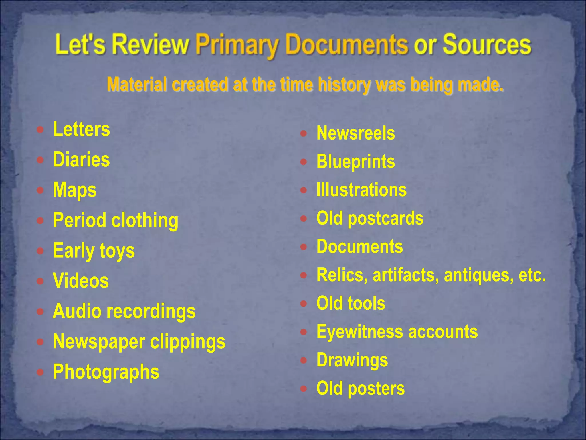 Primary and Secondary Sources Review | PPT | Secondary Education ...