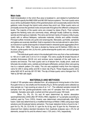 Primary geochemical haloes in prospecting for gold deposits, umm rus ...
